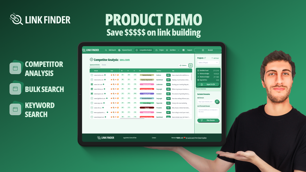 Link Finder - Find links and improve your SEO